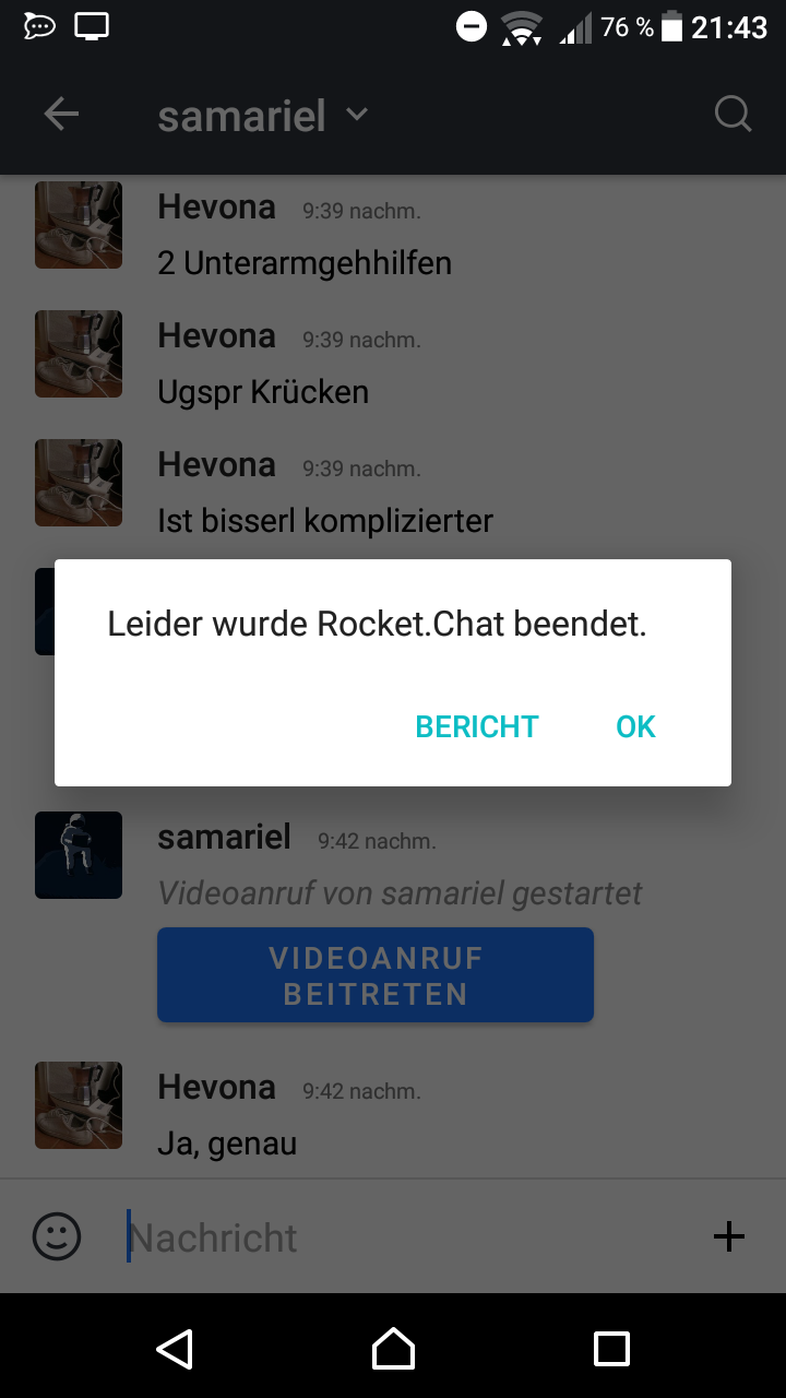 Rocket Chat 3.3.0 for android crashes down when trying to start video calls · Issue #2245 ...