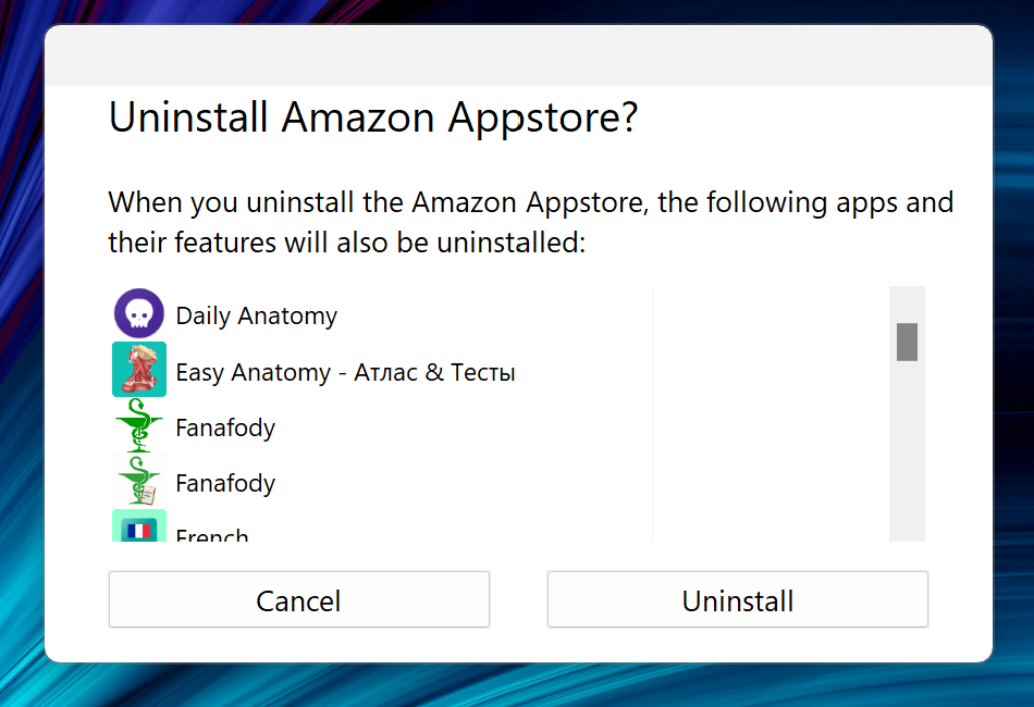 [BUG WSA 2304.40000.4.0] Amazon store still installed · Issue #76 · MustardChef/WSABuilds · GitHub