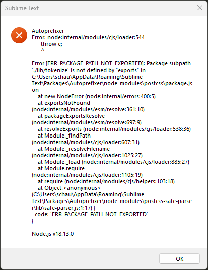 Autoprefixer on save, error loader:544 · Issue #88 · sindresorhus/sublime-autoprefixer · GitHub