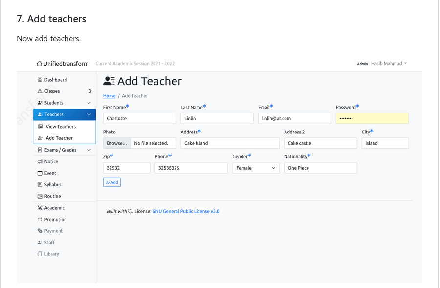 Add Teacher & Add Student Feature Not Showing · Issue #386 · changeweb/Unifiedtransform · GitHub