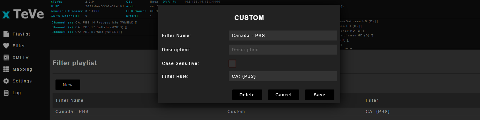 Channel listings in Mapping only listing channels from first filter · Issue #237 · xteve-project ...