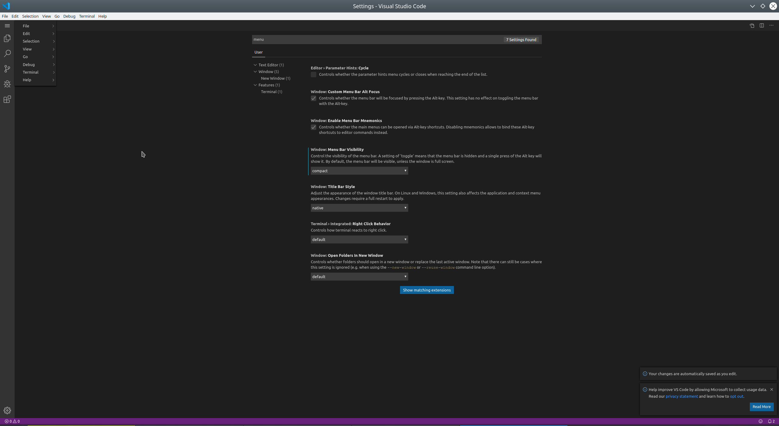 Menu Bar Compact option broken on Kubuntu 18.04 · Issue #82907 ...