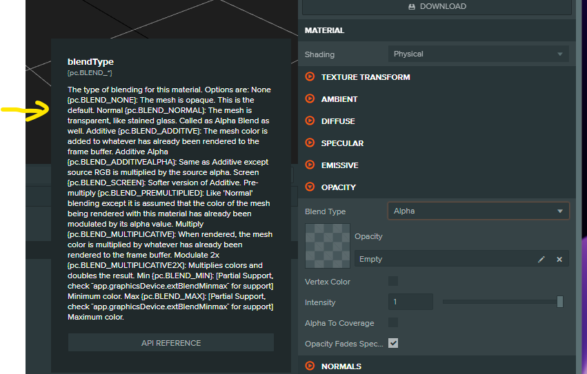 Material blend type discrepancy · Issue #1049 · playcanvas/editor · GitHub