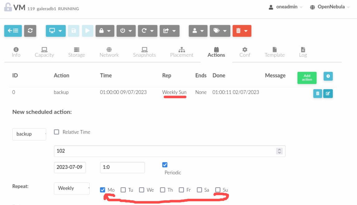 Action schedule is not setting the right day of the week in Sunstone on checkmark box · Issue ...