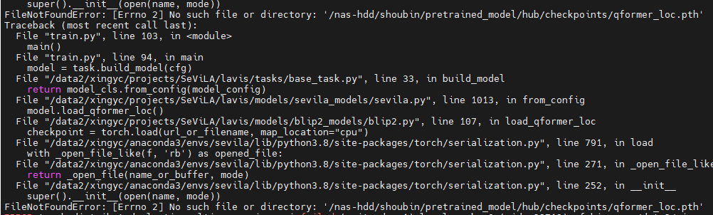 FileNotFoundError: [Errno 2] No such file or directory: '/nas-hdd/shoubin/pretrained_model/hub ...
