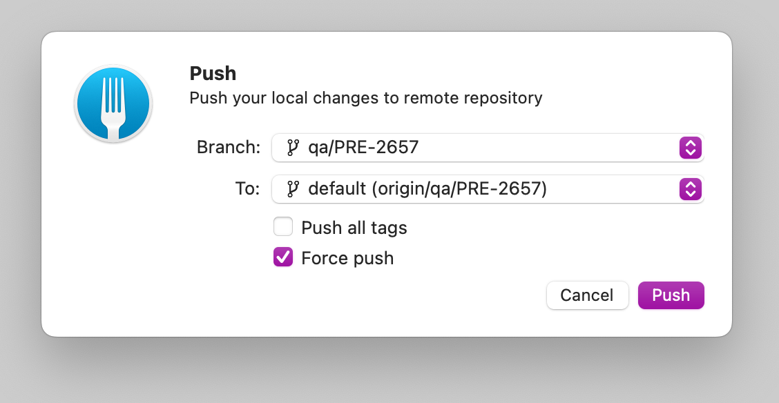 Optional Preselection Of The Force Push Option When Pushing To Remote · Issue 1958 · Fork Dev