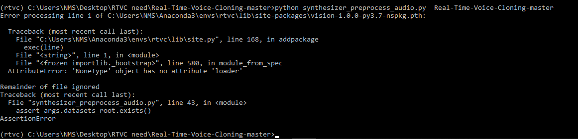 assertion error regarding to the data set root · Issue #901 · CorentinJ ...