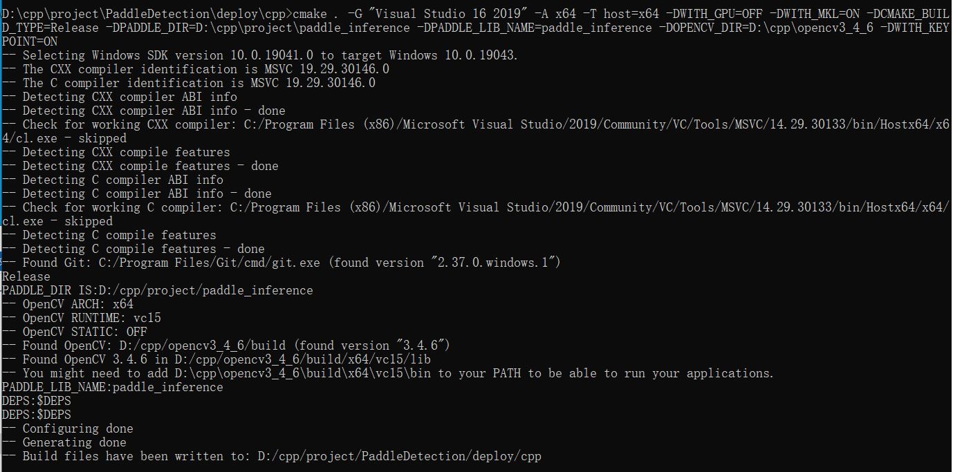 win10无法编译CPU版本的C++推理代码 · Issue #6615 · PaddlePaddle/PaddleDetection · GitHub