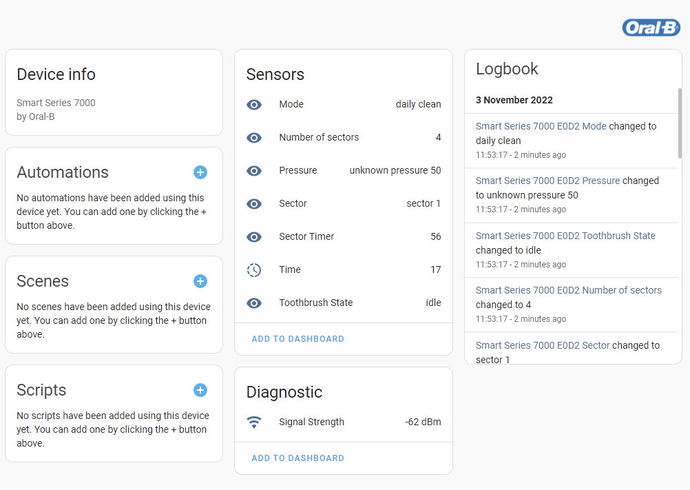 Oral-B works with Smart 6 - 6000N · Issue #81581 · home-assistant/core · GitHub