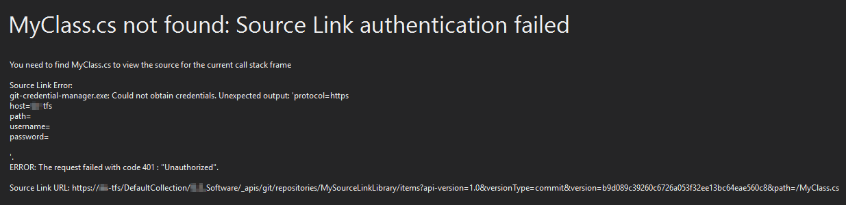 TFS authentication issues · Issue #207 · dotnet/sourcelink · GitHub