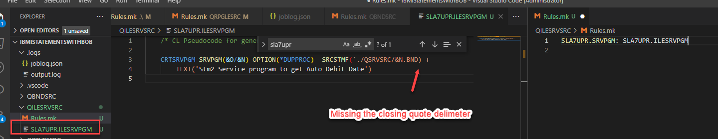 Object creation for QILESRVSRC pseudo source object reported as successful when not. · Issue ...