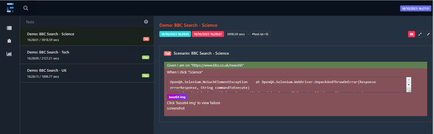 Using Bdd The Exceptions Tab Relates Back To The Step Not The Scenario · Issue 197 · Extent