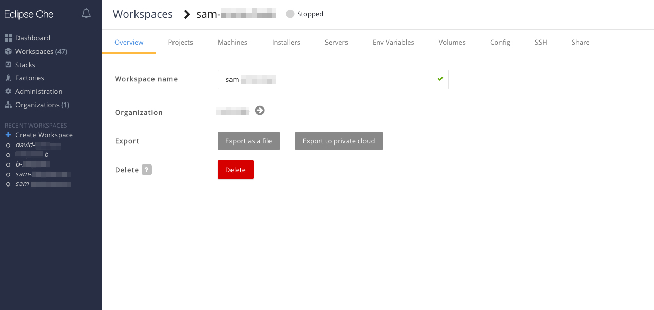 [multi-user] Other user's workspaces visible · Issue #8544 · eclipse-che/che · GitHub