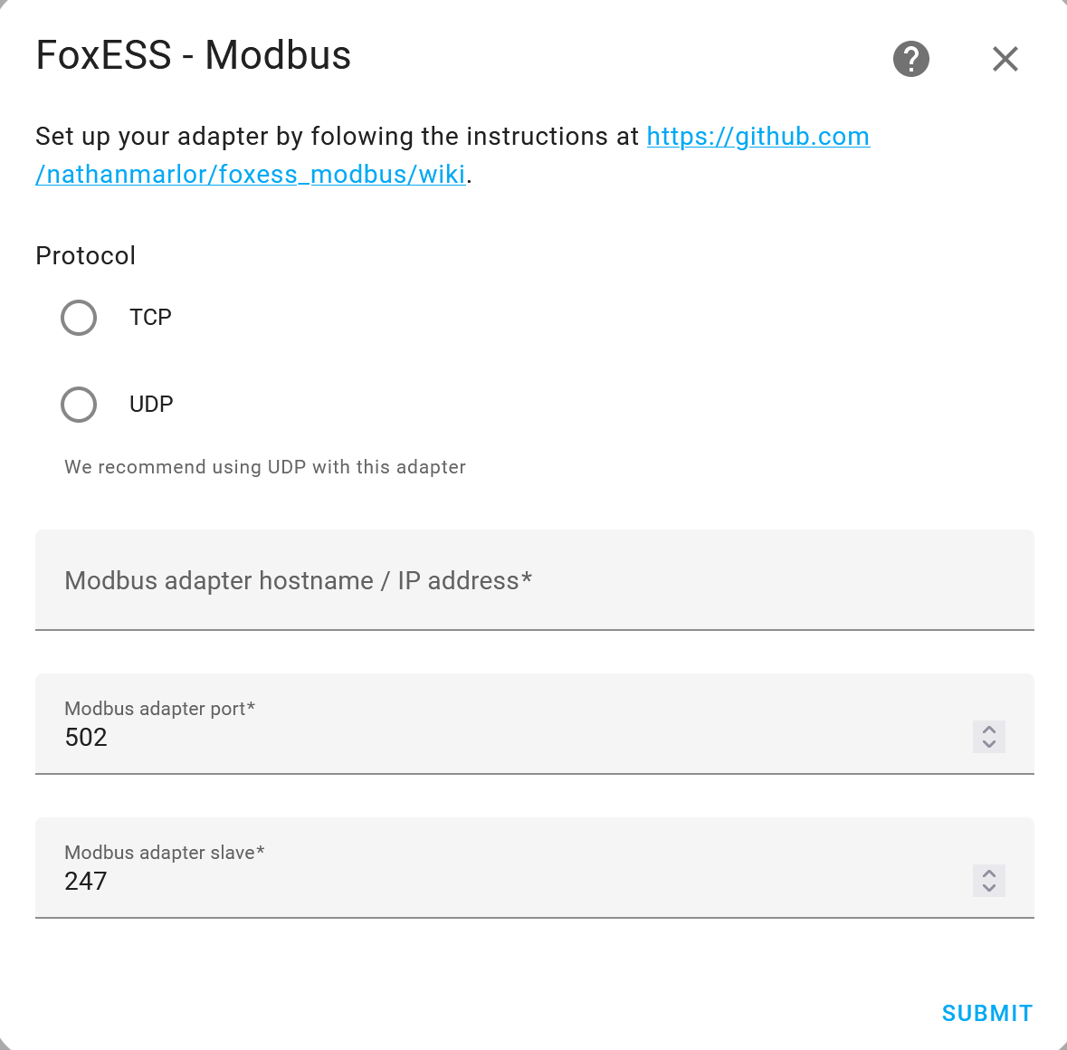 Improve config flow · Issue #139 · nathanmarlor/foxess_modbus · GitHub