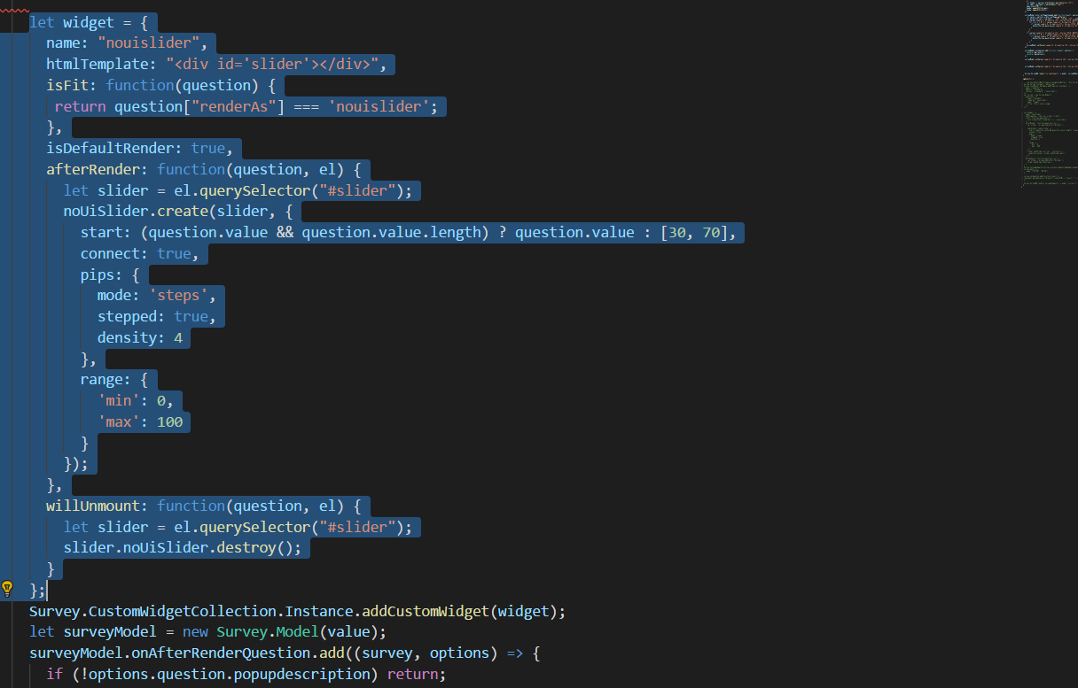 Unable to process binding "template: function (){return { name:'survey-content',afterRender ...