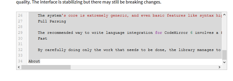 Selecting 33+ lines of text prevents text deletion · Issue #361 · codemirror/dev · GitHub