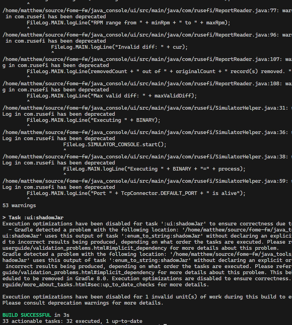 FOME console 92 instances of warning: [deprecation] · Issue #197 · FOME-Tech/fome-fw · GitHub