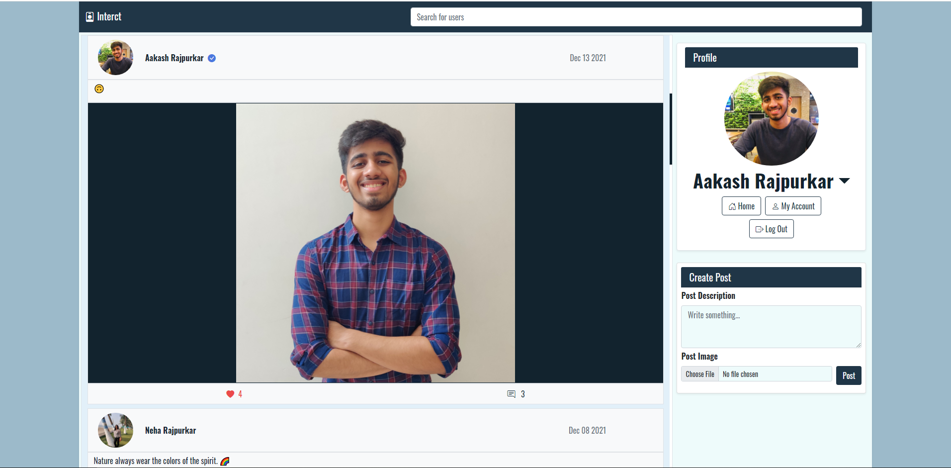 GitHub - kashhhh/Interct: A Full-Stack Social Media Application where ...