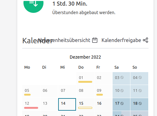 Abwesenheitsübersichtslink Schiebt Sich Unter Kalender In Der Übersicht · Issue 3509 