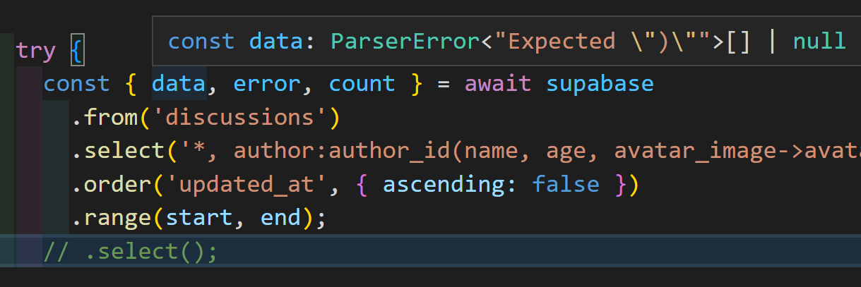 Parseerror Expected · Supabase · Discussion 10117 · Github