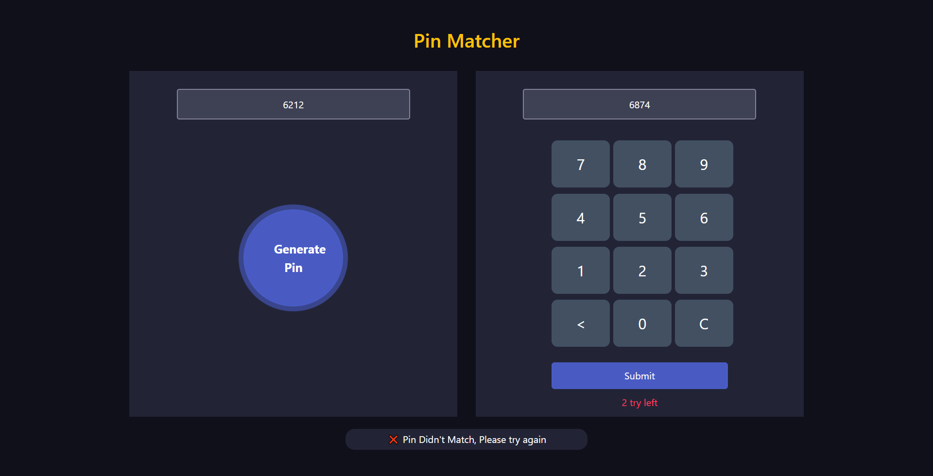 GitHub - ishtiyak98/Pin-Matcher-js