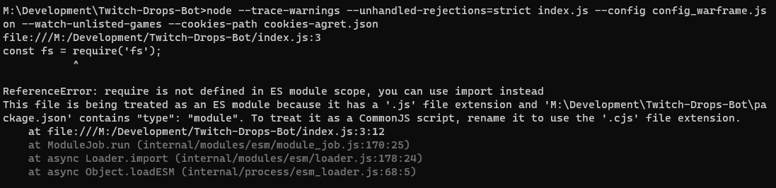 fsevents module not supported on Windows · Issue #84 · TychoTheTaco/Twitch-Drops-Bot · GitHub