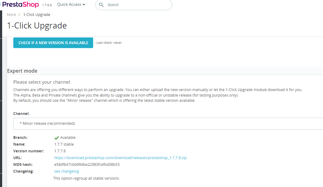 Bad display in autoupgrade module with PrestaShop version 1.7.8.0 · Issue #25989 · PrestaShop ...