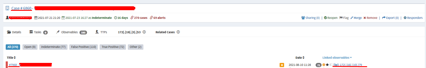 [Bug] When moving through observables to related cases, the id on url of observables does not ...