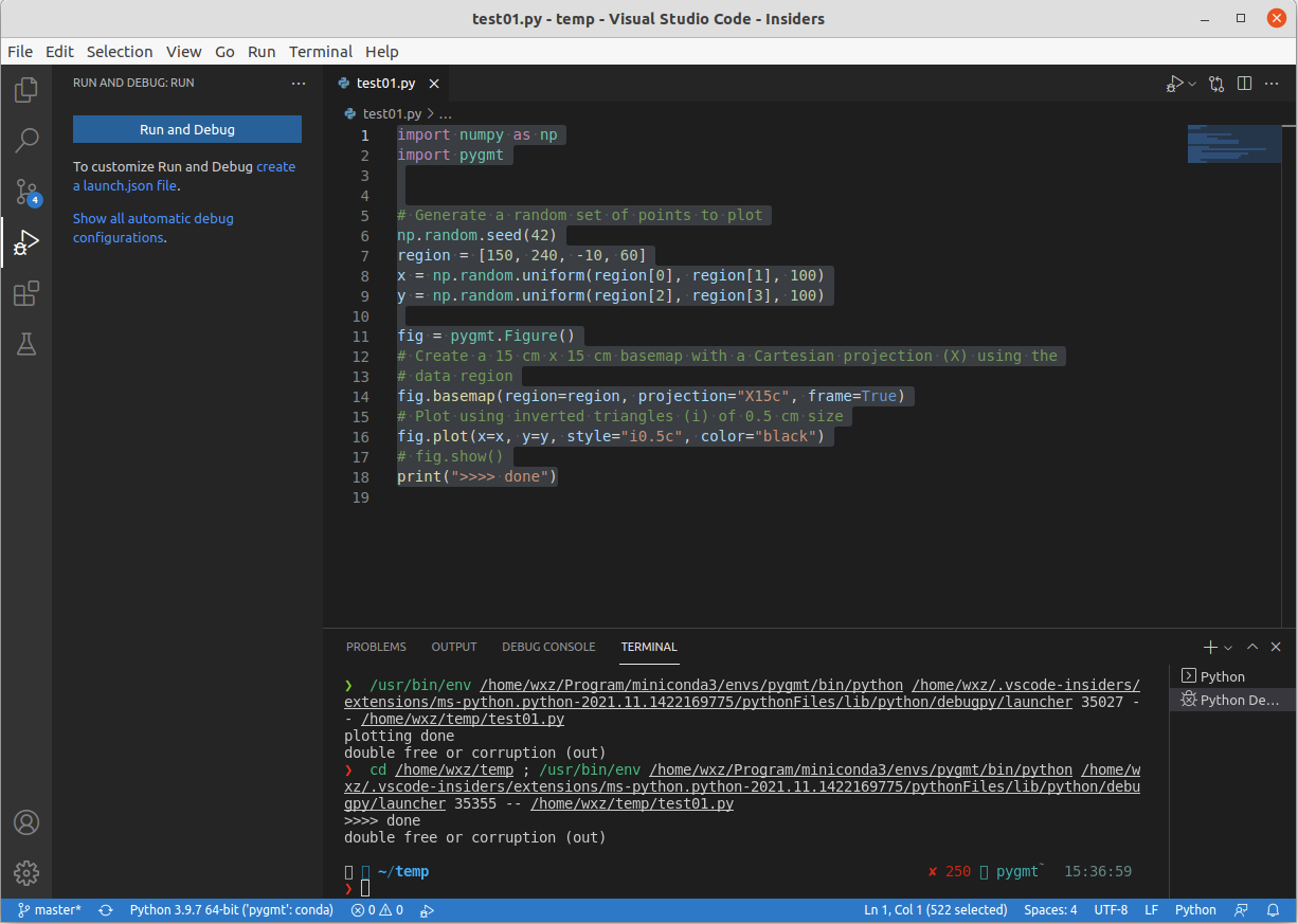 'double free or corruption (out)' occurred in Python Debug Console of VsCode · Issue #1619 ...