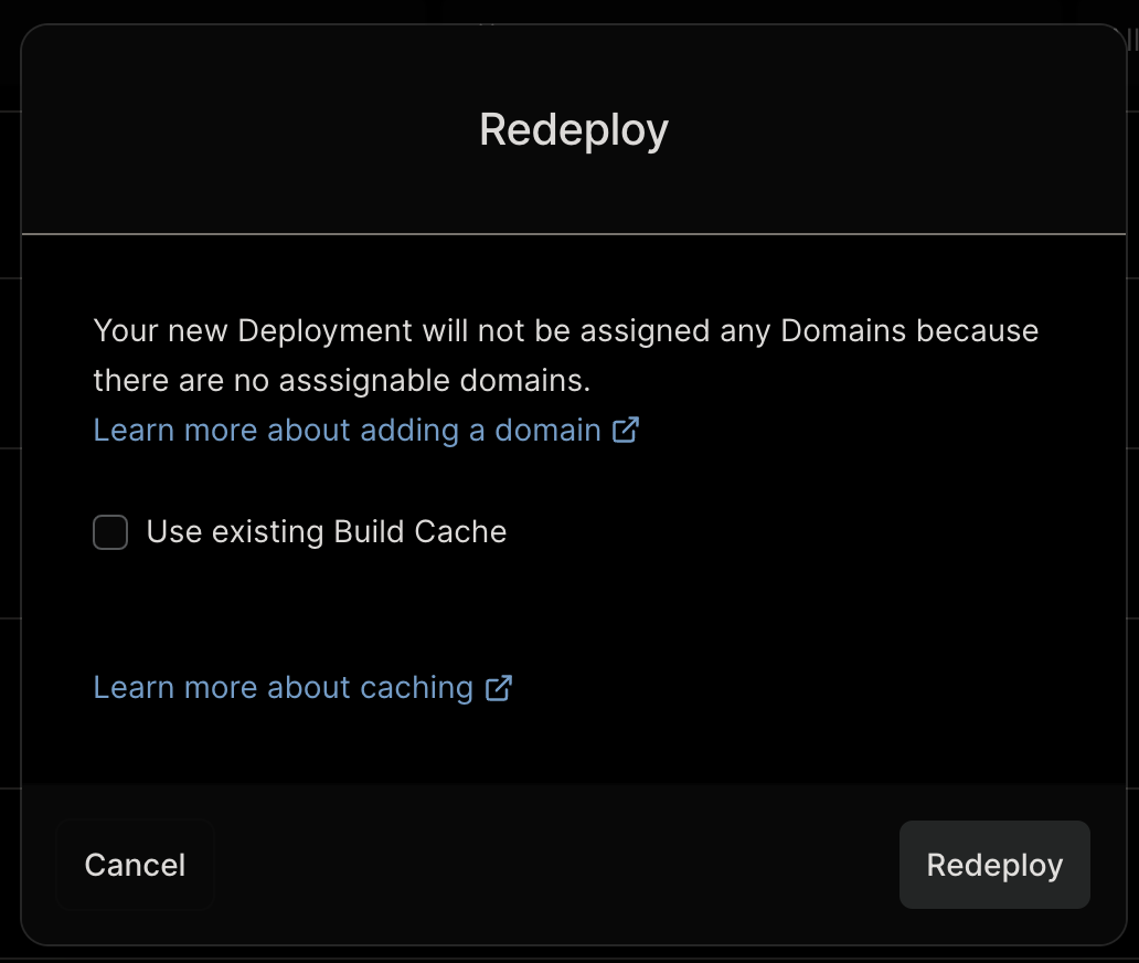 Typo in Redeploy modal · Issue #10221 · vercel/vercel · GitHub