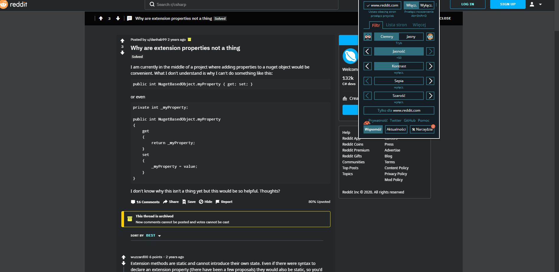 Dark mode doesn't work properly on reddit-archived-post page. · Issue ...