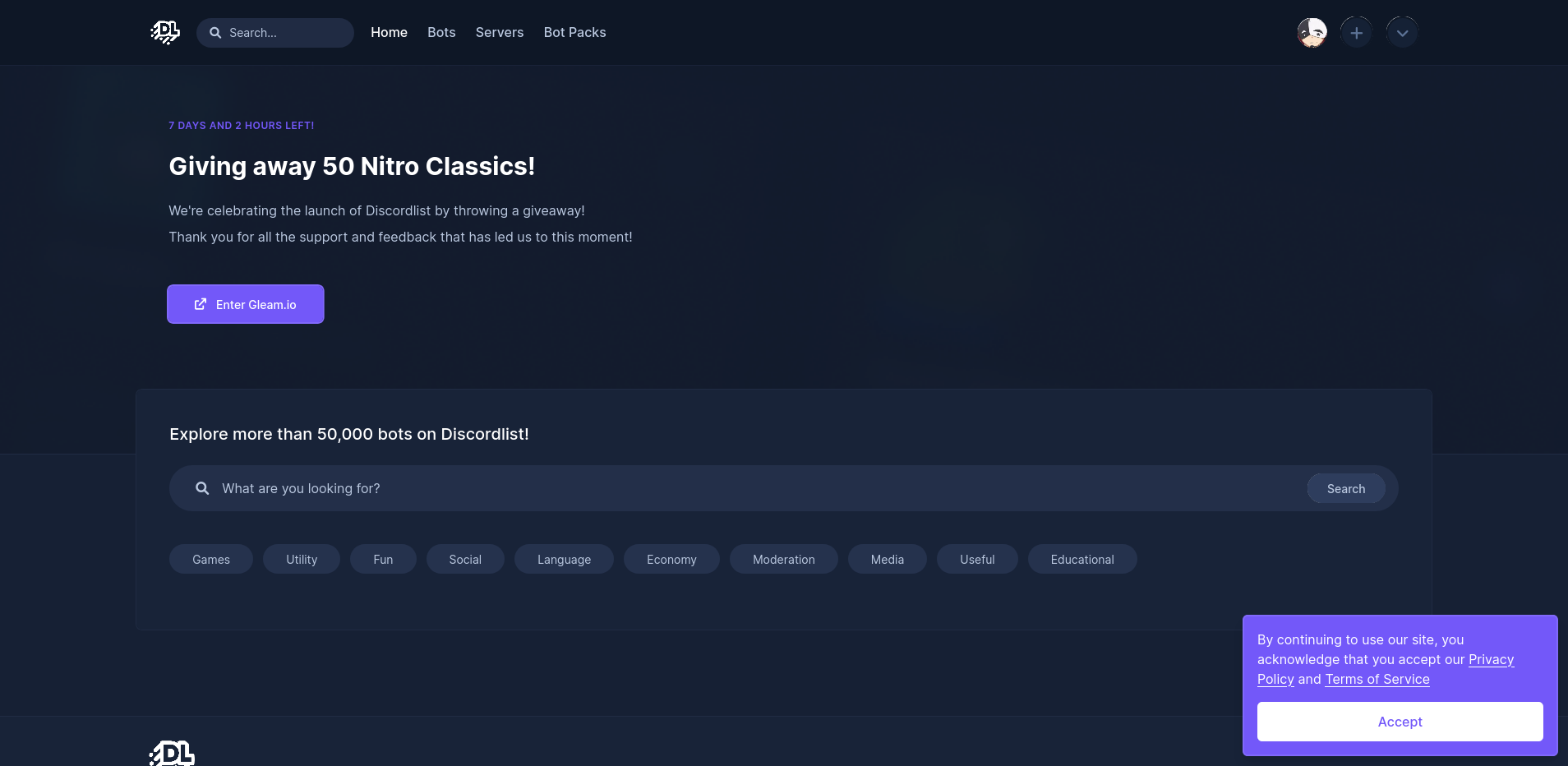 [Bug] ToS notification shown at every new session · Issue #48 · discordlist-gg/beta-issues · GitHub