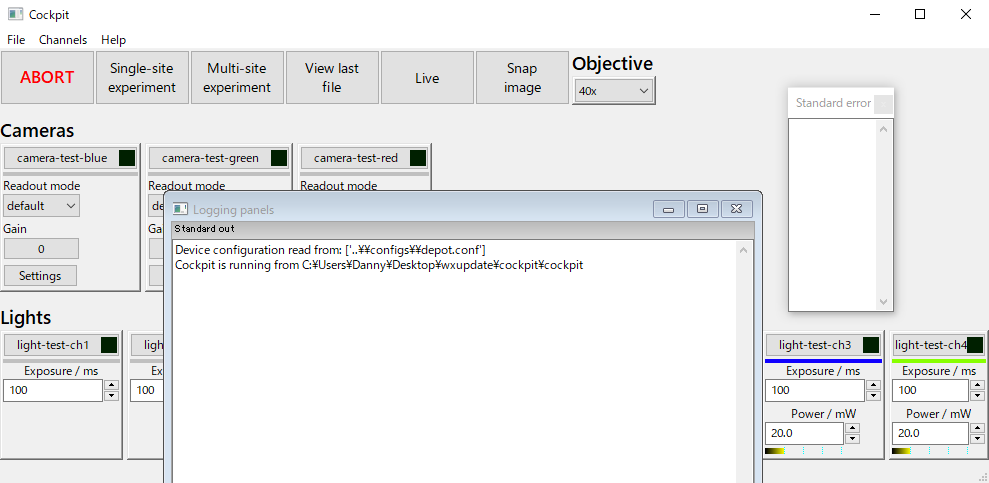 LoggingWindow appears inside MainWindow · Issue #618 · microscope-cockpit/cockpit · GitHub