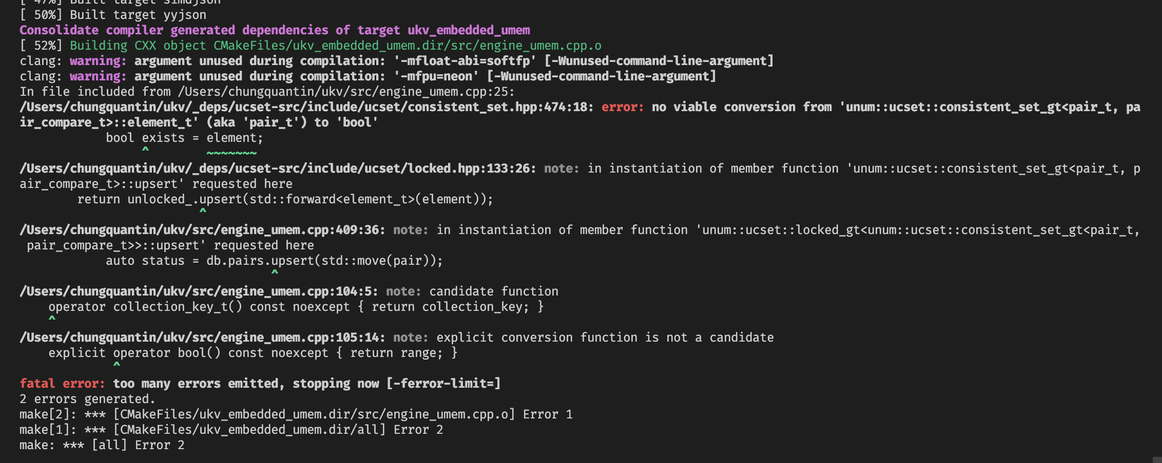 Bug: Getting error when compile source code `cmake . && make` · Issue #248 · unum-cloud/ustore ...