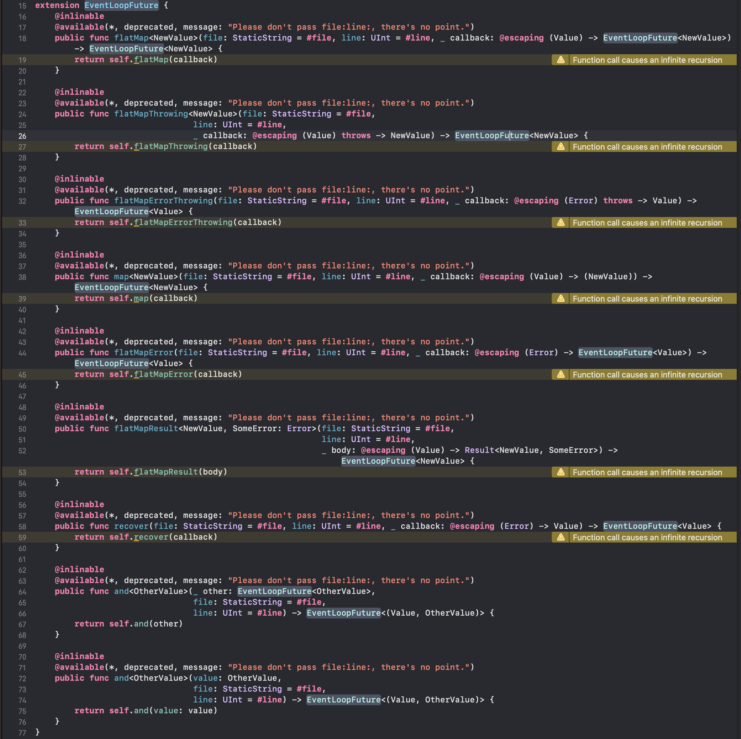 5.7 toolchain from 5. July reports new "function call causes an infinite recursion" warnings for ...