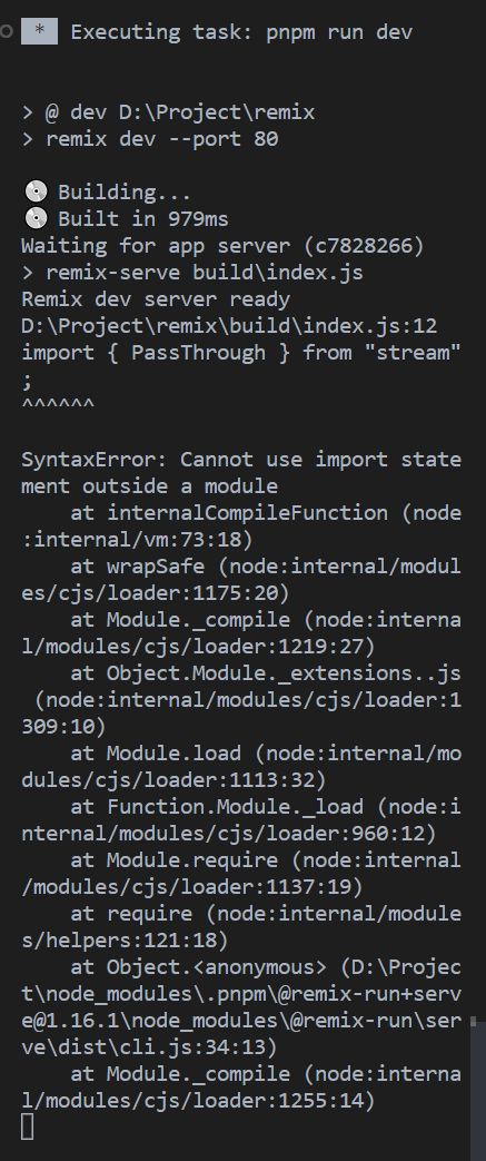 A compilation error occurred while changing serverModuleFormat to esm. · Issue #6534 · remix-run ...