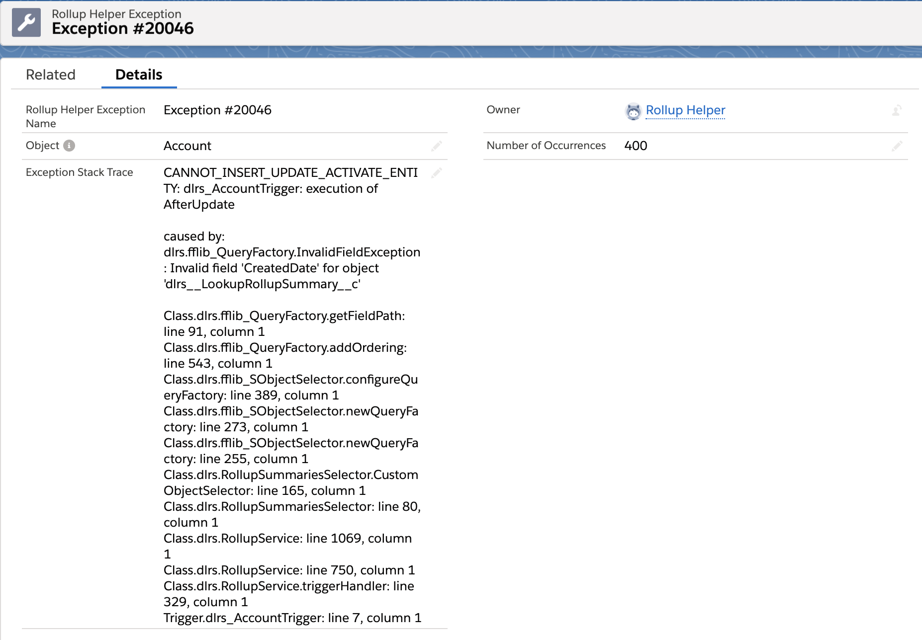 Error since Winter 20: Invalid field 'CreatedDate' for object 'dlrs ...