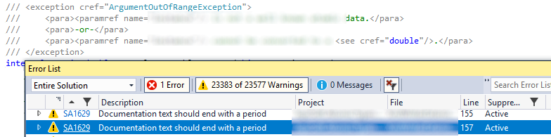SA1629 false positive when using ' ' tag · Issue #2951 · DotNetAnalyzers/StyleCopAnalyzers · GitHub