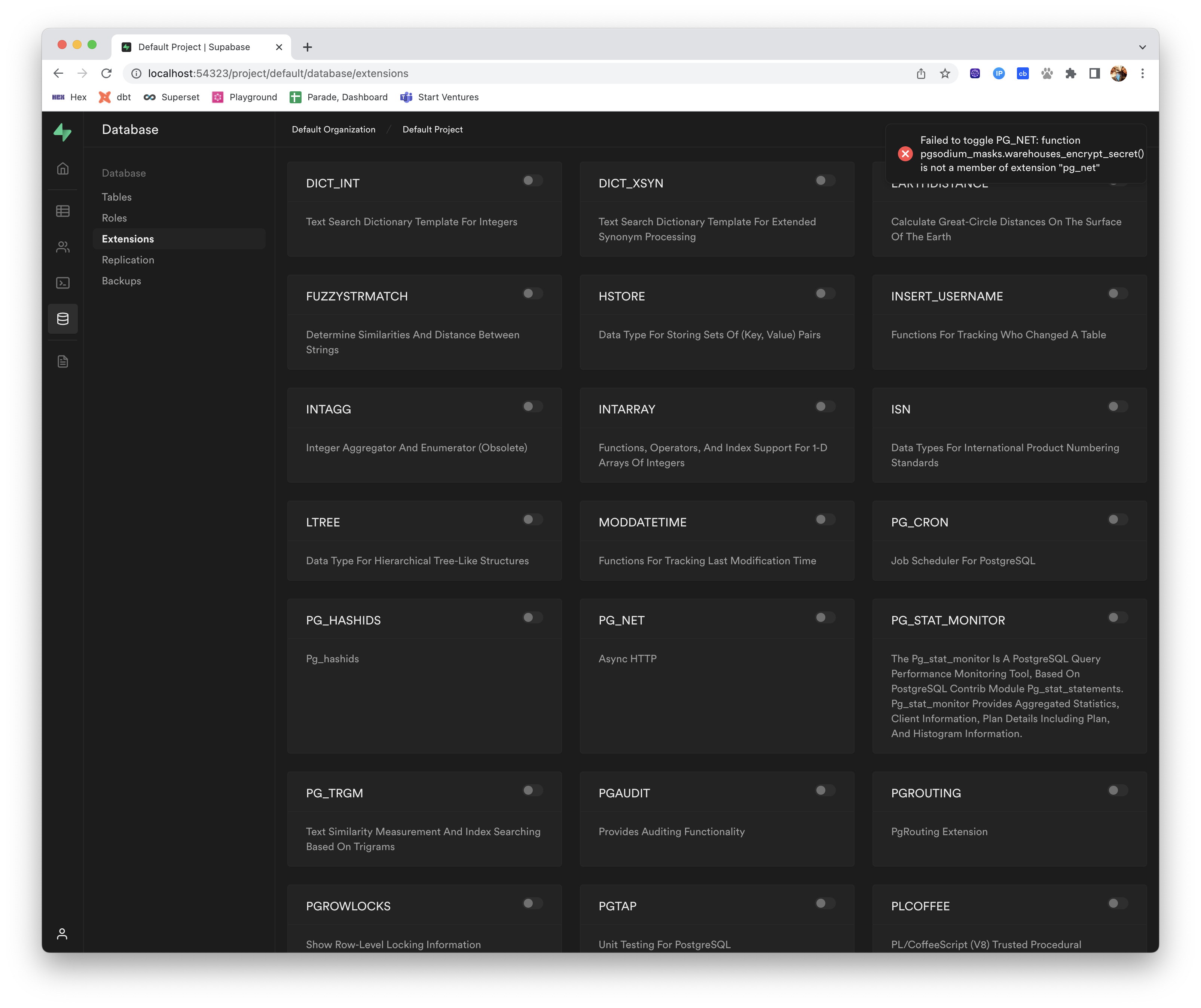 Cannot enable extensions after using pgsodium · Issue #10266 · supabase/supabase · GitHub