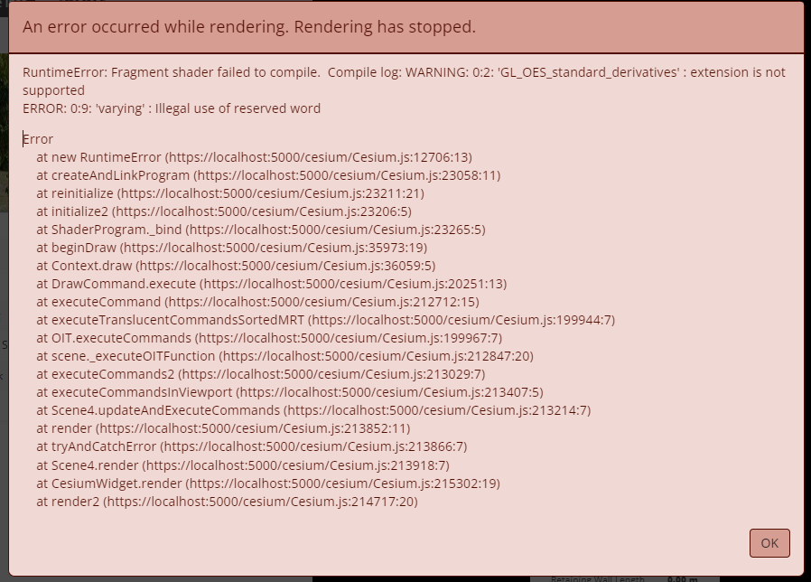 Cesium Js Throwing Error Gloesstandardderivatives Extension Is 