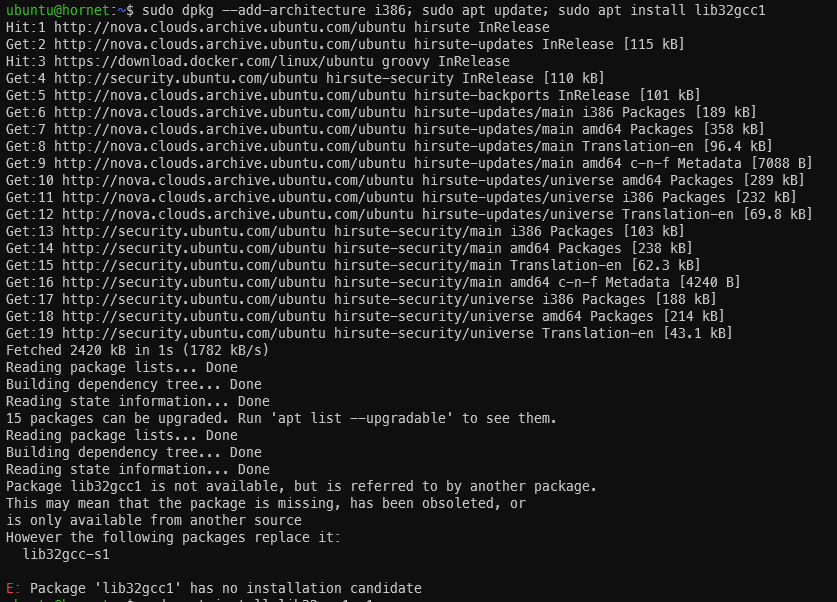 [BUG] Missing dependencies - lib32gcc1 · Issue #3559 · GameServerManagers/LinuxGSM · GitHub