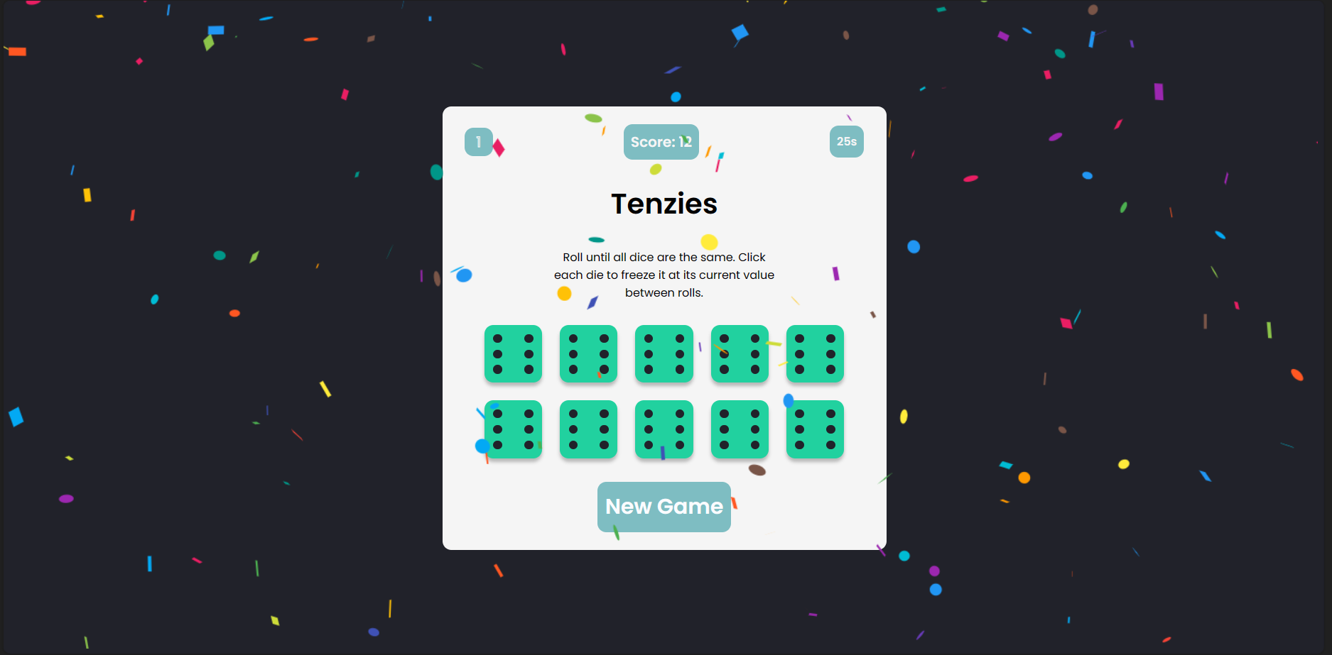 GitHub - CodeStrate/TenziesGame