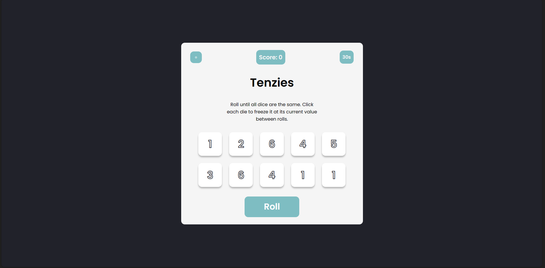 GitHub - CodeStrate/TenziesGame