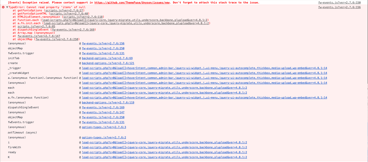 Invalid argument supplied to foreach for google fonts · Issue #2823 · ThemeFuse/Unyson · GitHub