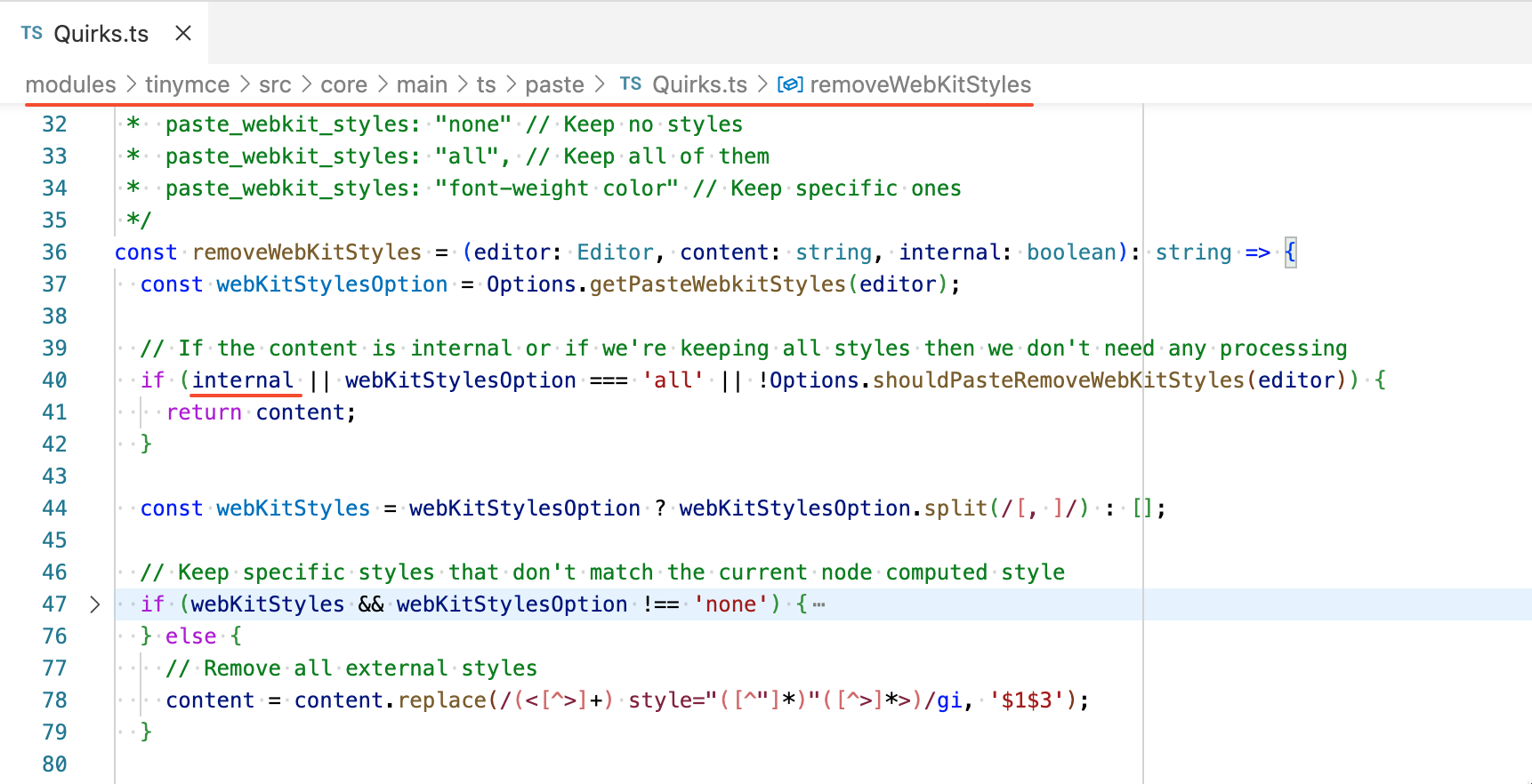 Webkit styles should also be removed when paste_webkit_styles option ...