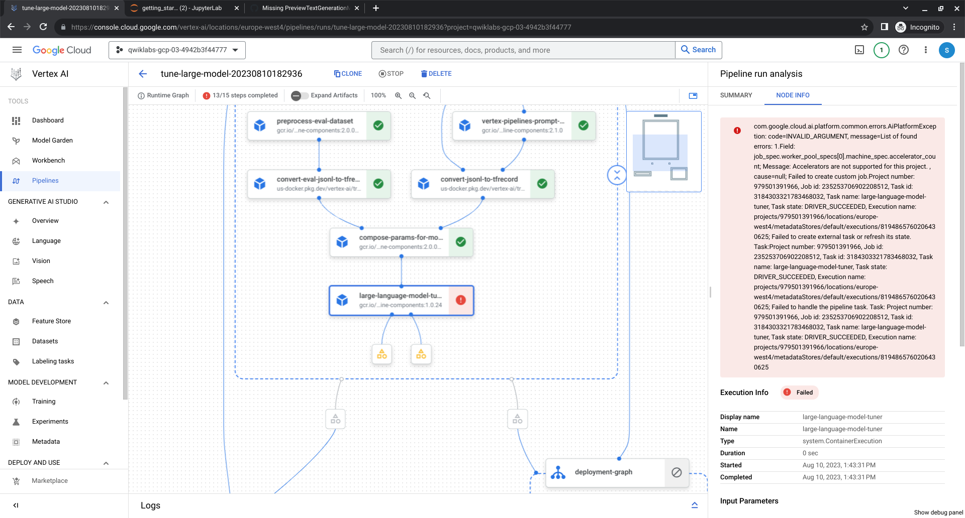 getting_started_tuning.ipynb: large-language-model-tuner failed Accelerators are not supported ...