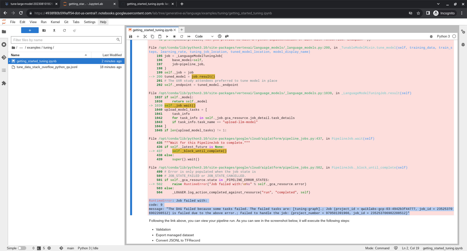 getting_started_tuning.ipynb: large-language-model-tuner failed Accelerators are not supported ...