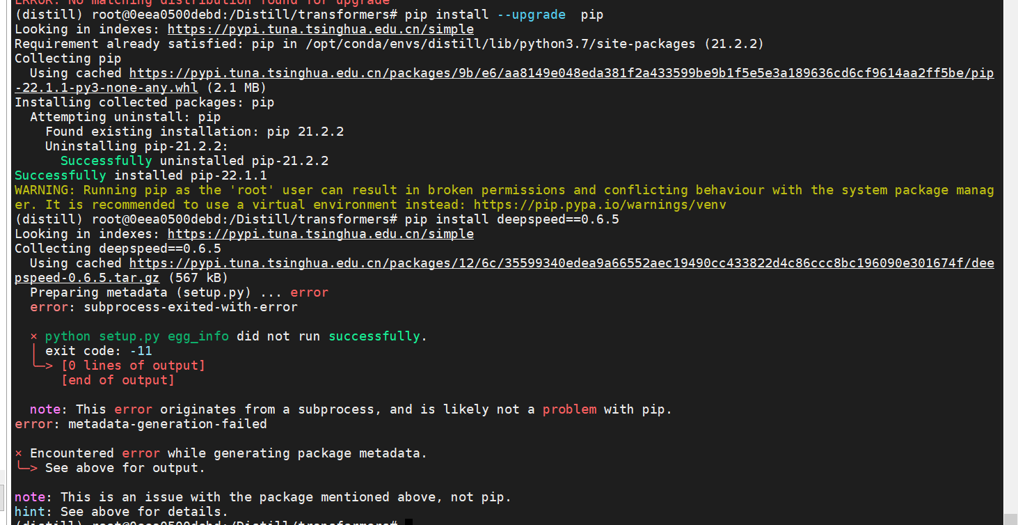[BUG] pip install deepspeed==0.6.5 failed · Issue #1982 · microsoft ...