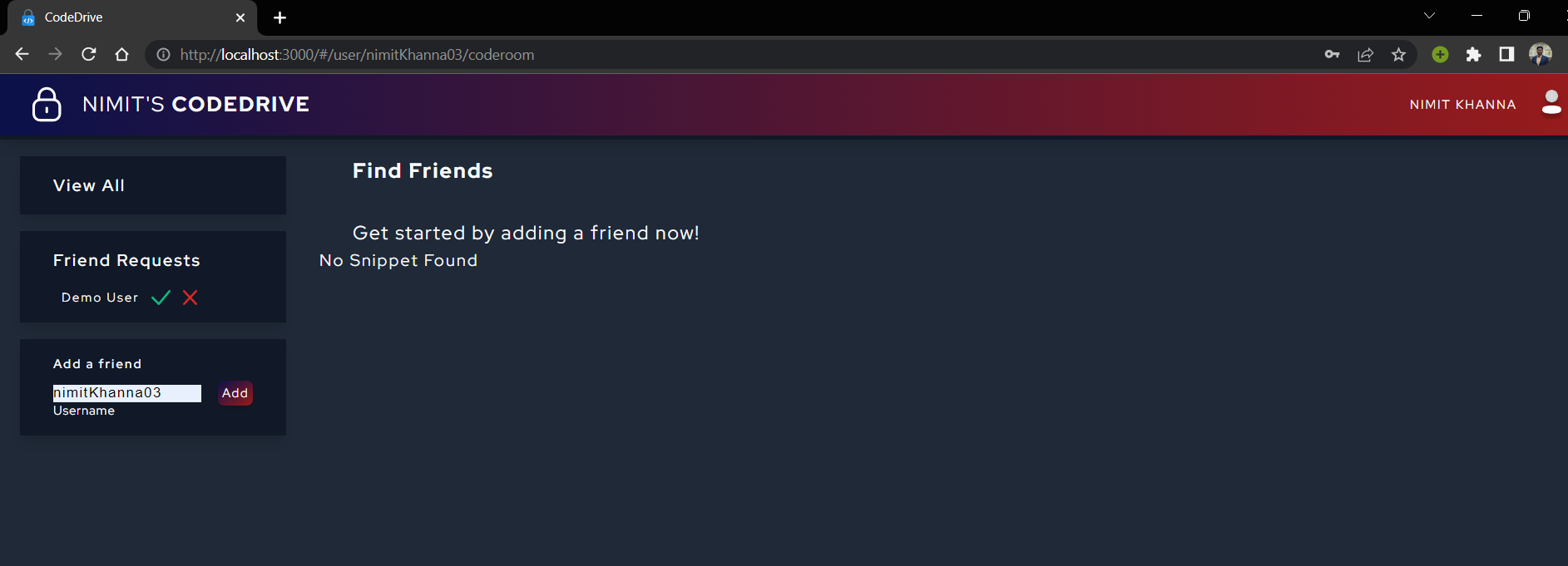 GitHub - Nimit3-droid/codeDrive: A web app to store code and share with friends